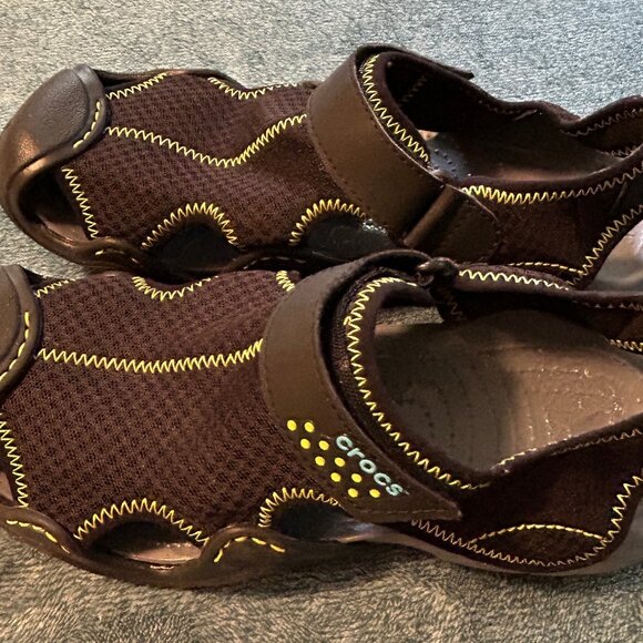 CROCS | Shoes | Crocs Swiftwater Black Mesh Deck Sandals Water Shoes ...